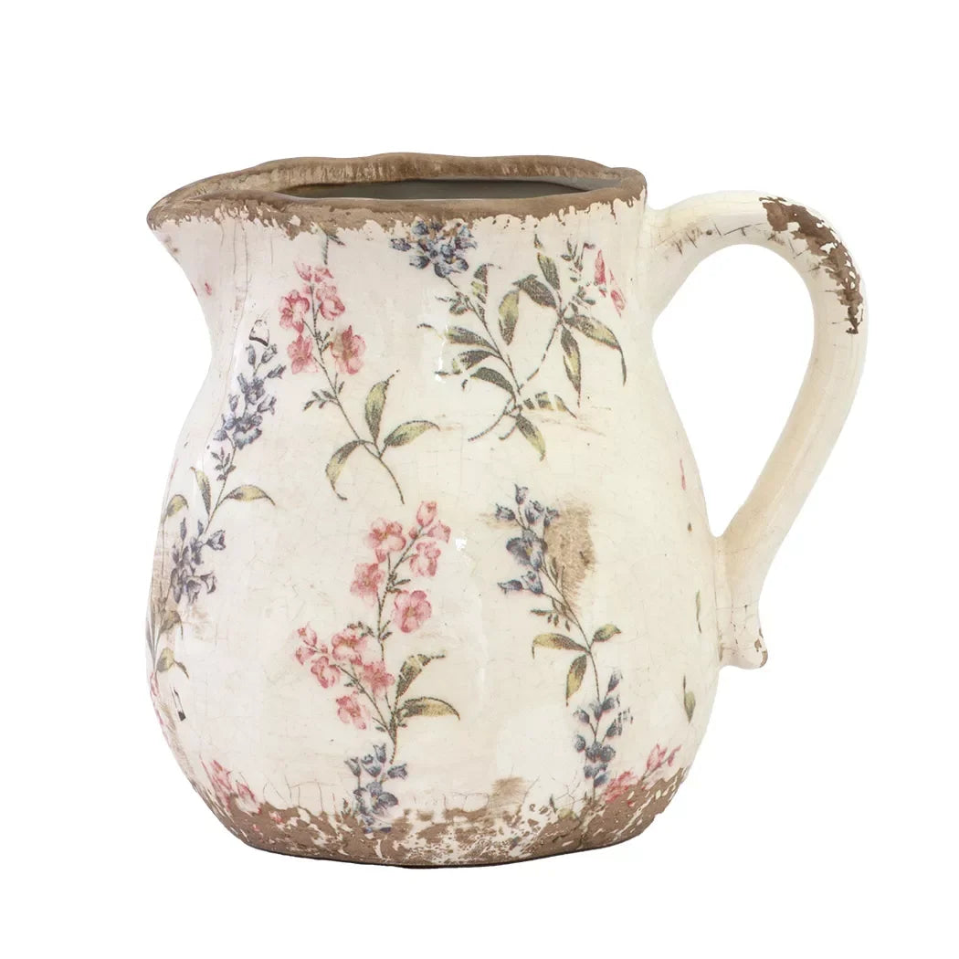 Ceramic Jug - Light Pink Floral Fatty - Fine Goods Lifestyle