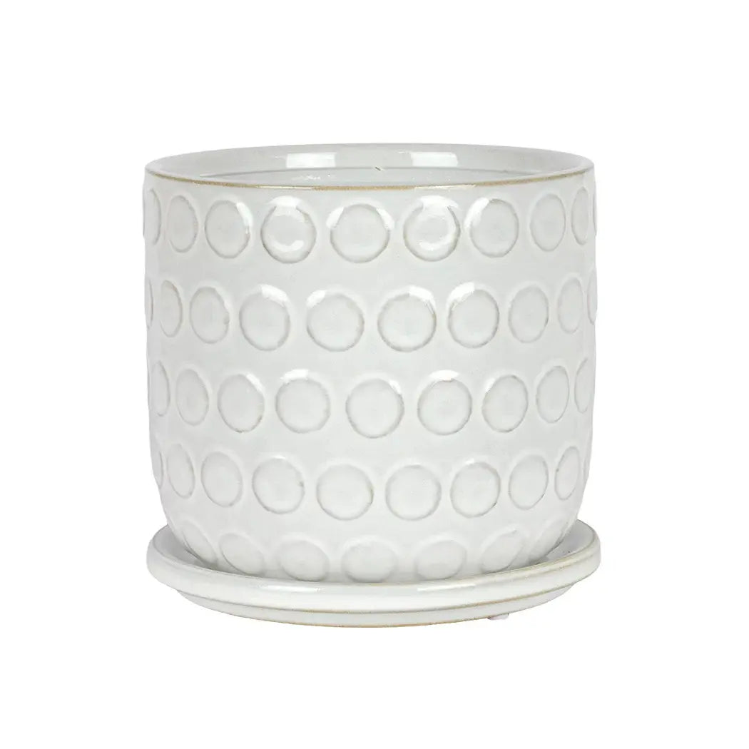 Ceramic Planter - White Buttons with Base - Fine Goods Lifestyle