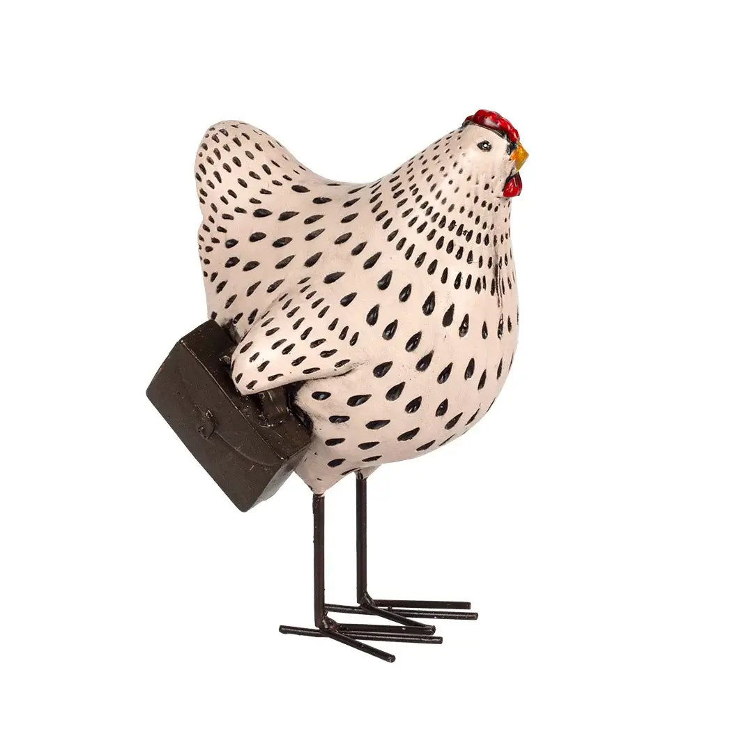 Ornament - Light Pink Suitcase Chicken 14.5cm - Fine Goods Lifestyle