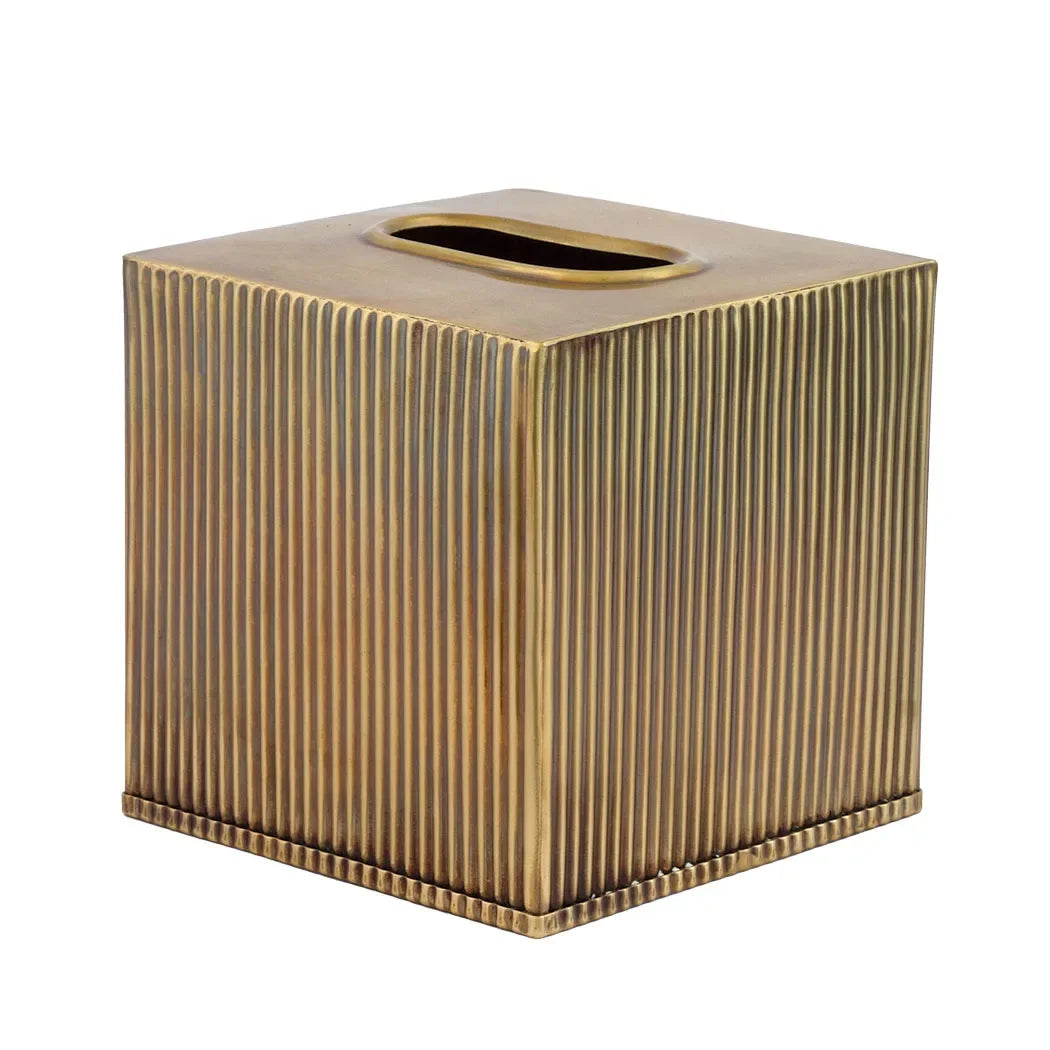Tissue Box - Brass Lines Square - Fine Goods Lifestyle
